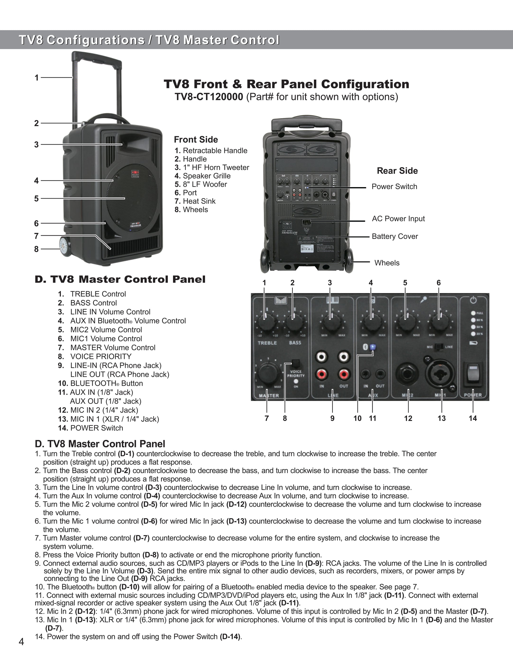 Galaxy Audio Travelver TV8 Portable Speaker with Bluetooth and Wheels ...