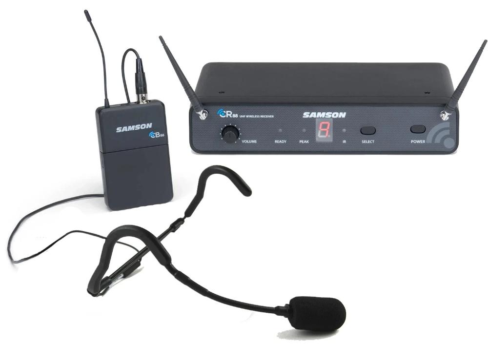 Samson Concert 88 Wireless Mic System Bundle with E-mic Fitness Headset ...